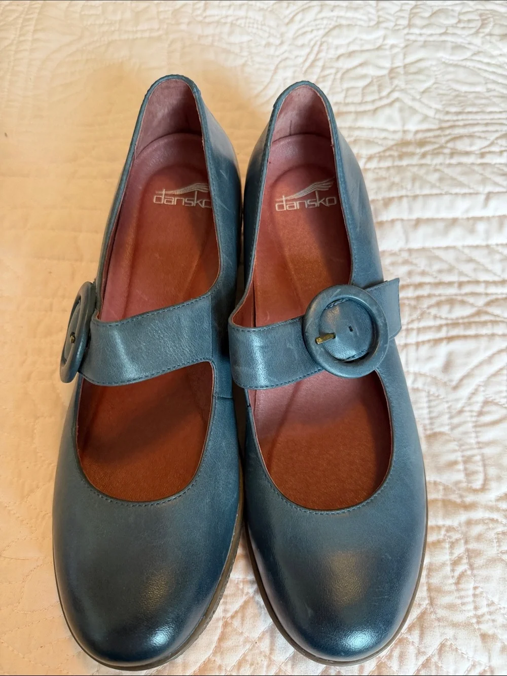 Dansko | Shoes | Dansko Teal Leather Mary Jane Flats With Buckle | Poshmark
